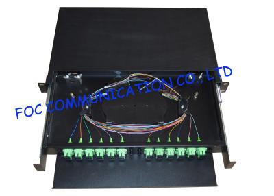 China 19 Inch 1U SC APC 24 Port Fiber Optic Patch Panel Rack Mount for sale