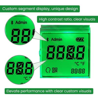 China Transflective Custom Segment LCD Display with RGB LED Backlight - 25.1mm × 25.1mm Size, 3.0V Operation for sale