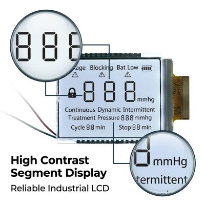 China Monochrome White Custom Segment HTN Positive LCD Display 3.3V 27PIN 43x37mm View Area for sale