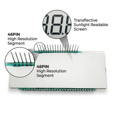 China Custom HTN Segment LCD Display 99.8x42.0mm with 46-PIN Interface and 5.0V Operation for sale