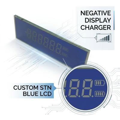 China Custom STN Blue LCD 7 Segment Display Negative 75×40.6mm 9.0V for Charger Applications for sale