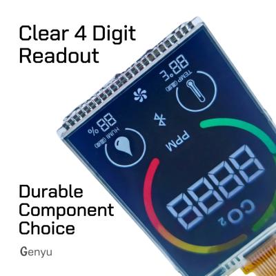 China 2.5 Inch VA LCD 4-Digit 7-Segment Display with 24-PIN Interface, 5.0V Voltage, -20℃ to +70℃ Operating Range for sale