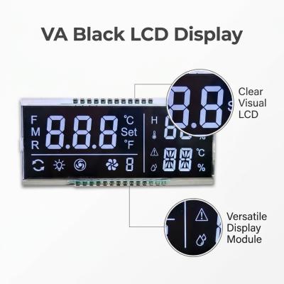China VA Black LCD Display Screen 5V 74x32mm with White Backlight - Segmented Display for Industrial Applications for sale