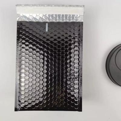 China Self Sealing Metallic poly Holographic Bubble Mailers Premium Black Padded Envelope for sale