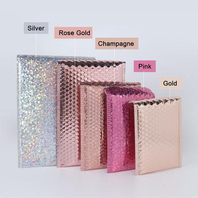 China Custom Poly Metallic Glamour Mailers Aluminum Foil Padded Envelopes Silver Red for sale