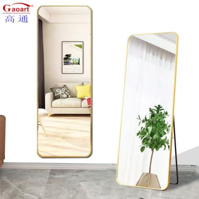China Contemporary Large Gold Round Mirror for Wall Decor Full Length Stand Floor Mirror for sale