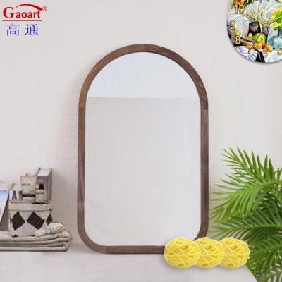 China Modern Arch Full Length Antique Sticker With Wood Frame Mirror for Bathroom Decor for sale