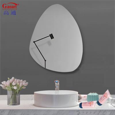 China Modern Design Home Decor Wall Magic Unbreakable Glass Bath Mirror with Gold Accent for sale