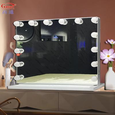 China LED Light Bulb Vanity Mirror in Hollywood Black Chorome Design for Fashionable Look for sale