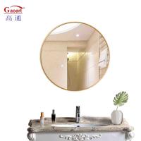 China Customized Size Gold Frame Glass Mirror for Modern Iron Bathroom Bedroom Decoration for sale