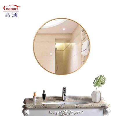China Customized Size Gold Frame Glass Mirror for Modern Iron Bathroom Bedroom Decoration for sale
