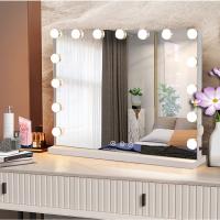 China Extra LOGO Yes Large Vanity Led Makeup In Chrome Espejo Hollywood With Light Bulb Mirror for sale