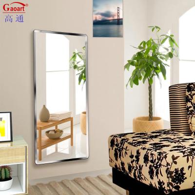 China Contemporary Metal Home Decor Full Length Floor Mirror with Beveled Glass and Light for sale