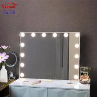 China Customizable Metal and Glass Mirror Hollywood Makeup Vanity with Chrome LED Light Bulbs for sale