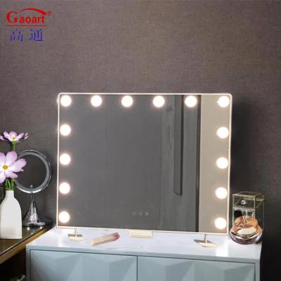 China Customizable Metal and Glass Mirror Hollywood Makeup Vanity with Chrome LED Light Bulbs for sale