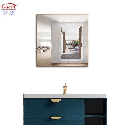 China Rectangular Black Hairdresser Mirror for Large Bathroom Wall Decor in Gold Frame for sale
