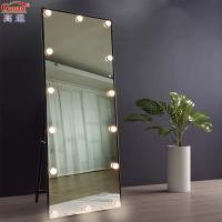 China Fashion Design Style Large Hollywood Floor Vanity with Adjustable Full LED Light and Wall Mirror Extra LOGO Included for sale