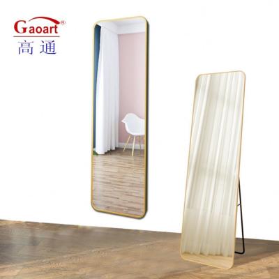 China Large Size Metal Antique Rose Gold Wall Standing Mirror for Modern Stylish Home Decor for sale
