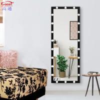 China Fashion Design Standing Home Decor Metal Body Dressing Led Floor Hollywood Mirror Giant for sale