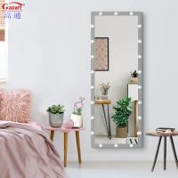 China Fashion Design Standing Home Decor Metal Body Dressing Led Floor Hollywood Mirror Giant for sale