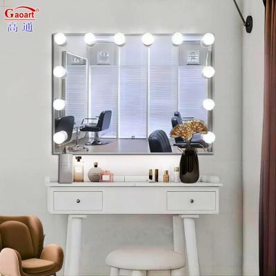 China Glass Mirror Home Decor Shine Spiegel Full Body Pro Cosmetic Vanity Makeup LED Hollywood Lights Mirror for sale