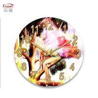 China Home Wall Decoration Glass Wall Clock with Scenic Landscape Design and Oil Painting for sale
