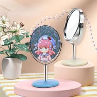 China Customized Plastic and Glass Mirror Mini Portable Vanity Circle Dressing House Decor for sale