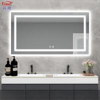 China Large LED Lighted Bathroom Mirror Custom Intelligent Makeup Wall Decor with Touch Switch for sale