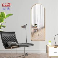 China Up Gold Floor Standing Led Full Length Large Size Oval Wall Home Decor With Stand Mirror for sale