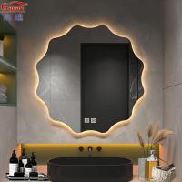 China Smart Design Shower Fogless Silver Mirror LED Round Bedroom Bathroom Makeup Wall Hanging for sale