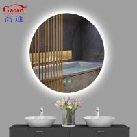 China Smart Design Shower Fogless Silver Mirror LED Round Bedroom Bathroom Makeup Wall Hanging for sale