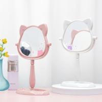 China Fashionable Design Plastic and Glass Mirror Standing Desktop Makeup Mirror for Travel for sale