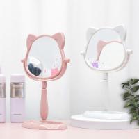 China Fashionable Design Plastic and Glass Mirror Standing Desktop Makeup Mirror for Travel for sale