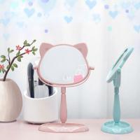 China Fashionable Design Plastic and Glass Mirror Standing Desktop Makeup Mirror for Travel for sale