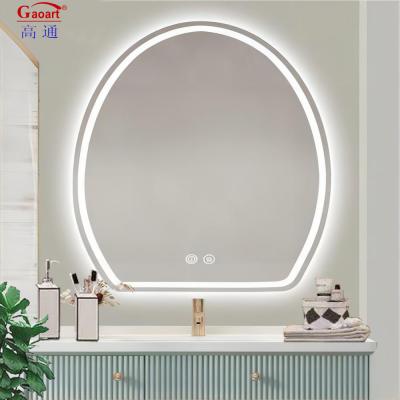 China Smart Fitness Salon Attached Full Length Vanity Wall Mirror with Round LED Light for sale