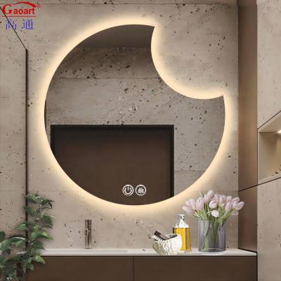 China Modern Smart Bathroom with Illuminated Round LED Light and Portable Full Size Sticker for sale