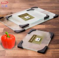 China Customized Logo Acceptable Tempered Glass Cutting Board for Kitchen 4Pcs Corners for sale