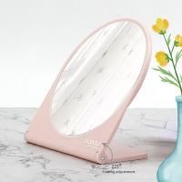 China Extra LOGO Plastic Glass Mirror Standing Make-Up Table for Desktop Portable Makeup for sale