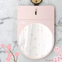 China Extra LOGO Plastic Glass Mirror Standing Make-Up Table for Desktop Portable Makeup for sale