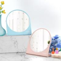 China Extra LOGO Plastic Glass Mirror Standing Make-Up Table for Desktop Portable Makeup for sale