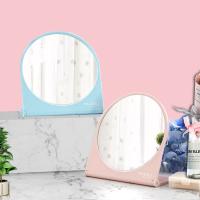 China Extra LOGO Plastic Glass Mirror Standing Make-Up Table for Desktop Portable Makeup for sale