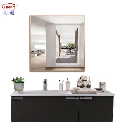 China Large Gold Modern Aluminium Standing Floor Hairdresser Decor With Customized Size Mirror for sale