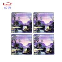China Customized Logo Tempered Round Square Beaded Portable Wine Glass Coasters Set for Drinks for sale
