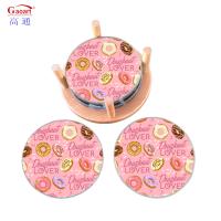 China Customized Logo Tempered Round Square Beaded Portable Wine Glass Coasters Set for Drinks for sale