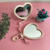 China Lady Dressing Heart Shaped Pocket Adjustable Makeup Compact Mini Mirror with Qualit for sale