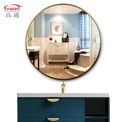 China Unbreakable Art Deco Design Aluminium White Gold Bathroom Decor With Frame Mirror Wall for sale