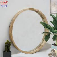 China Bathroom Wooden Frame For Mirror Customized Size Wood Antique Round Arch Rustic Home Decor for sale