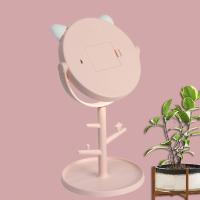 China Girl Portable LED Light Mirror Vanity Cosmetic Table Custom Little Makeup Extra LOGO for sale