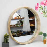 China Wood Frame Glass Mirror Rustic Arch Bathroom Round Sticker With Modern Stylish Style for sale
