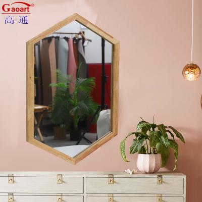 China Customized Size Wooden Frame Modern Wall Mirror for Home Bathroom Antique Decor for sale